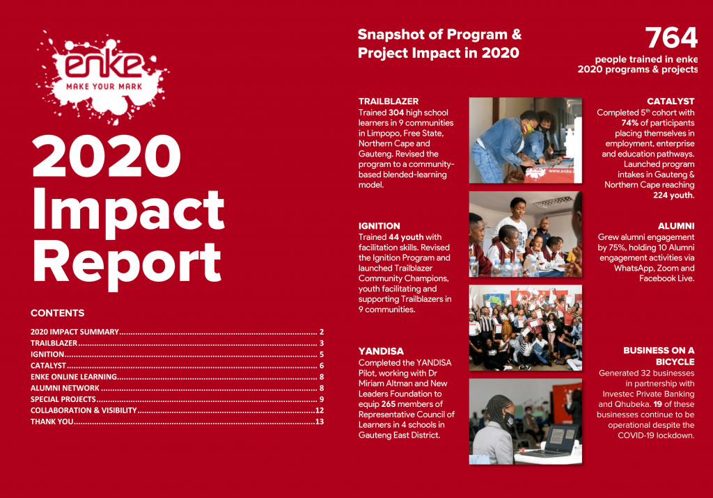 2020 Year-End Impact Report - enke: Make Your Mark